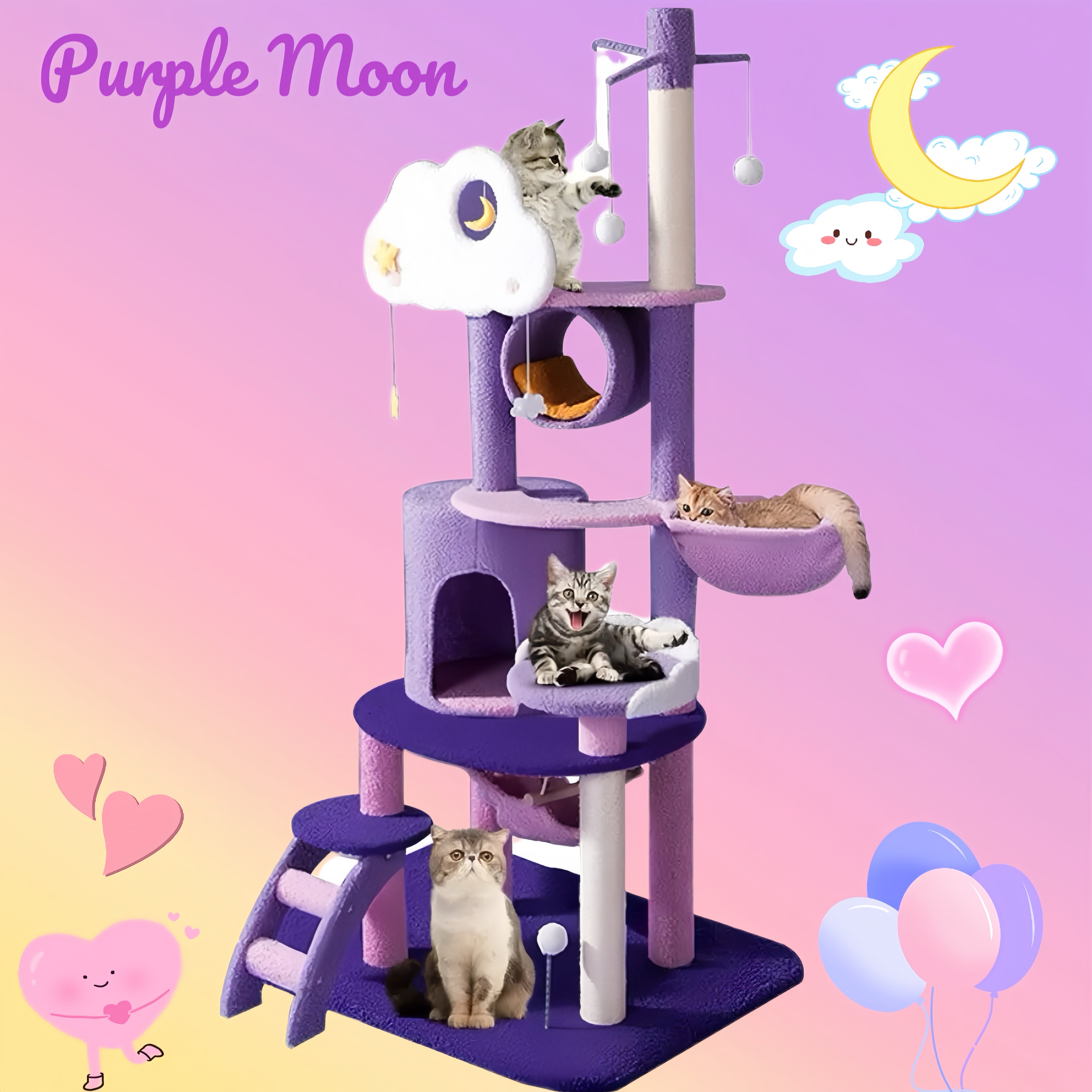 Purple Moon Cat Tree | Cat Tree | Cat Scratcher Toy | BaconPaw